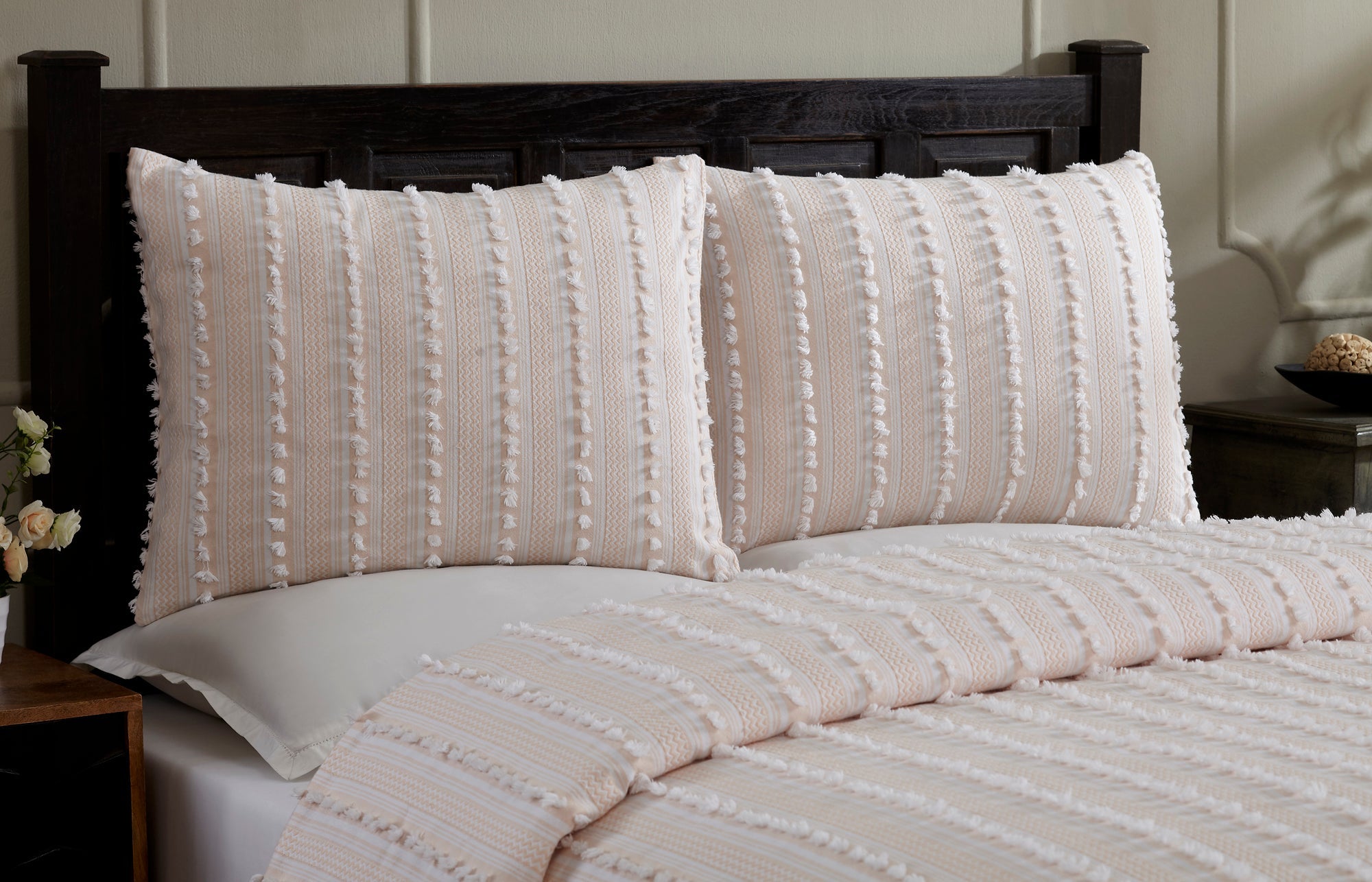 Angelique Tufted Comforter Set - Stripe & Chevron Pattern, 100% Polyes ...